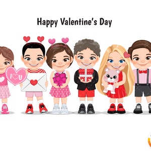 Valentine's Day Clipart Valentine Kids Clipart Boy and - Etsy
