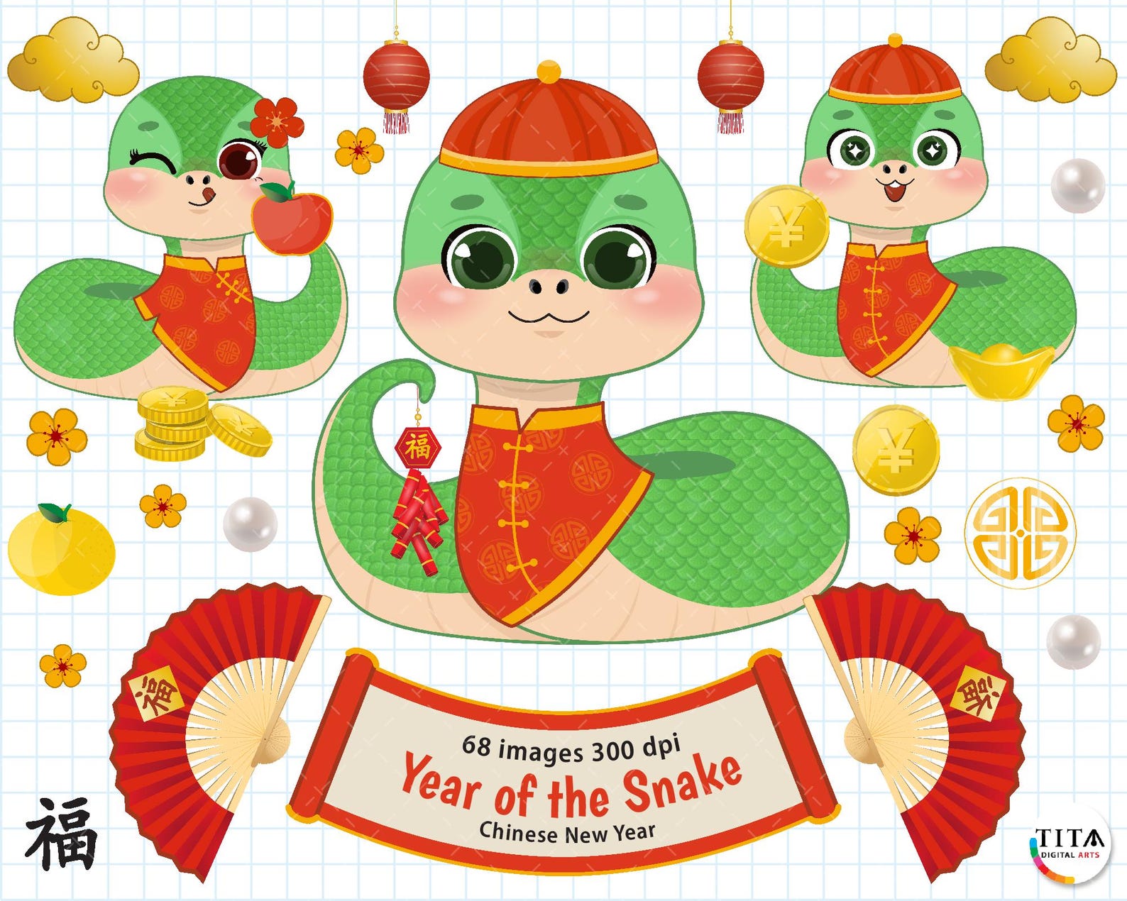Chinese New Year Clipart, Snake Chinese New Year Clipart, New Year ...