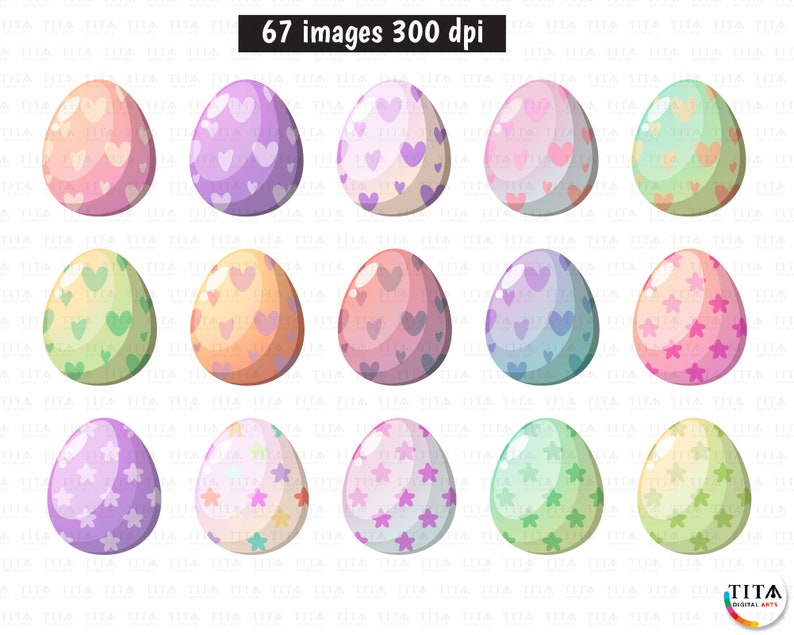 Easter Eggs Clipart, Pastel Easter Eggs Clipart, Easter Clipart, Spring ...