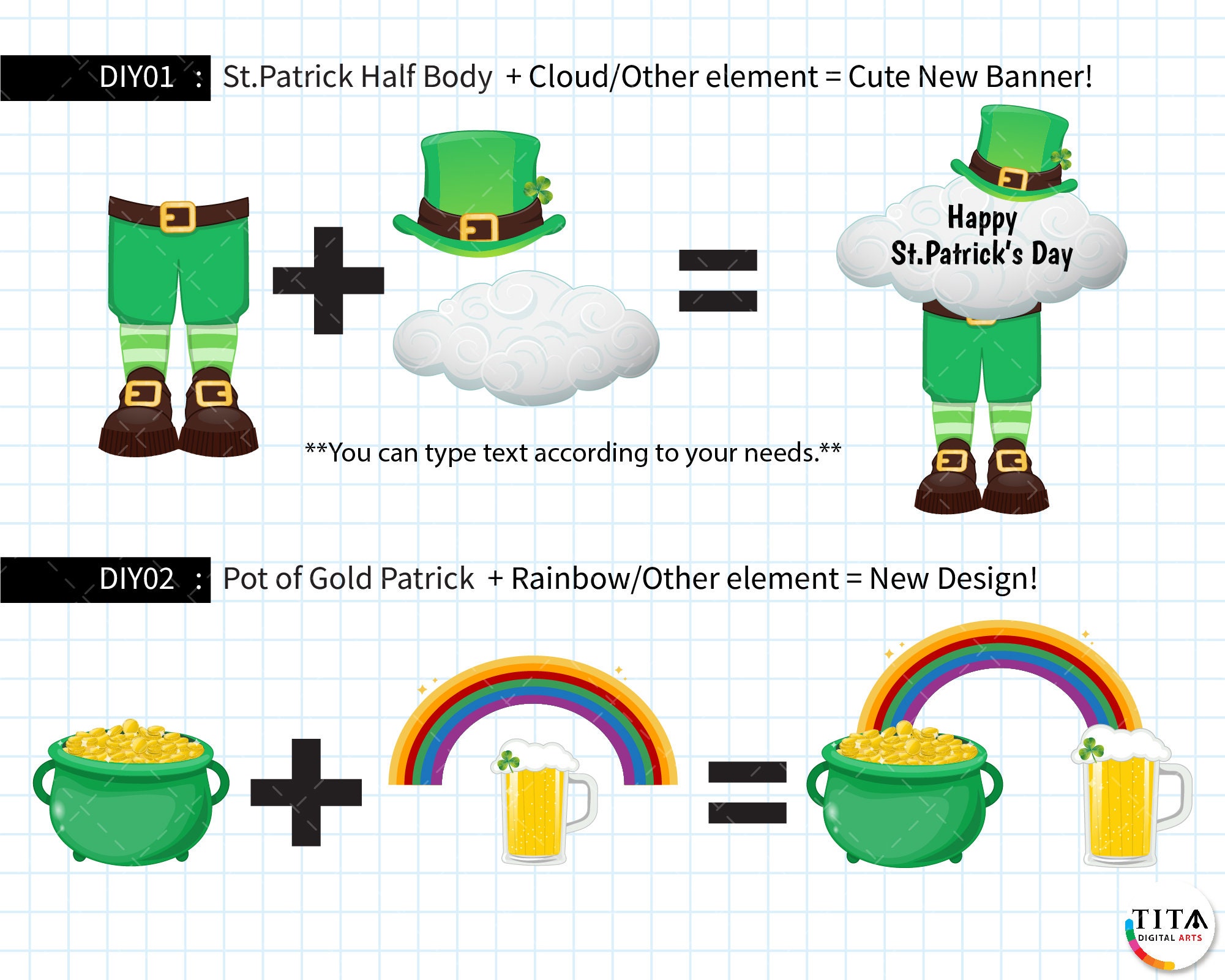 St. Patrick Day Clipart, Irish Clipart, Pot of Gold Clipart, Shamrock ...