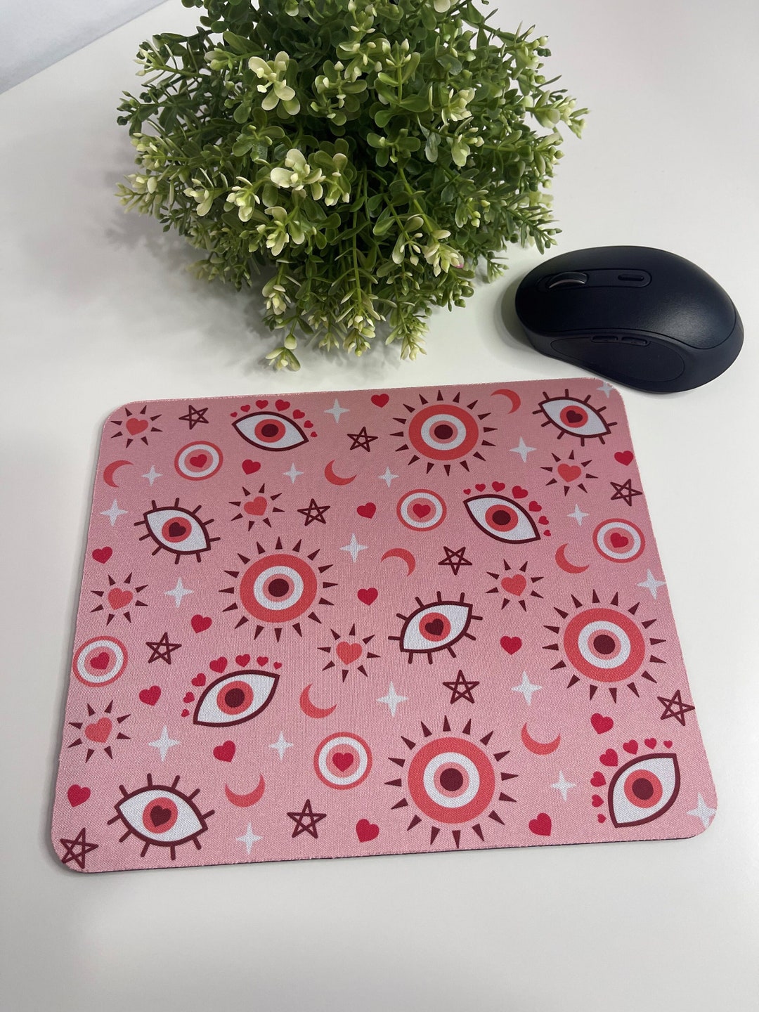 Pink Evil Eye Mousepad, Evil Eye Mousepad, Evil Eye Gifts, Pink ...