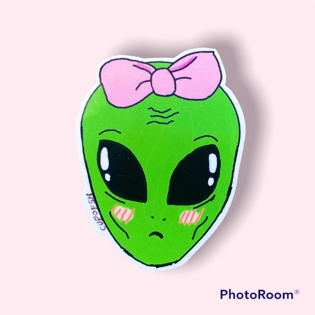 Alien Sticker Cute Alien Sticker Glossy Sticker Matte Sticker Etsy