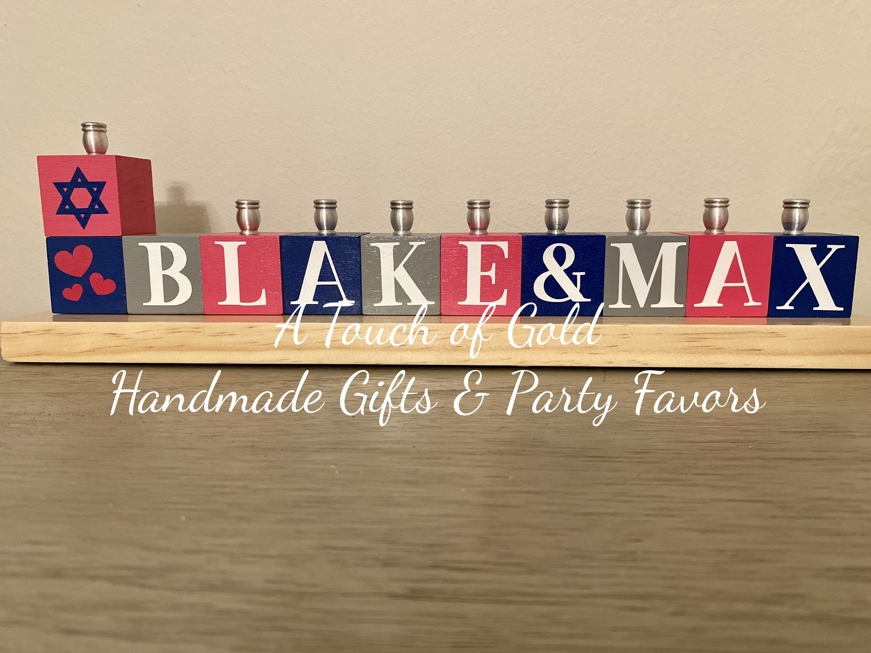 Childrens Personalized Menorah Wood Block Chanukah Hanukkah Kids Jewish ...