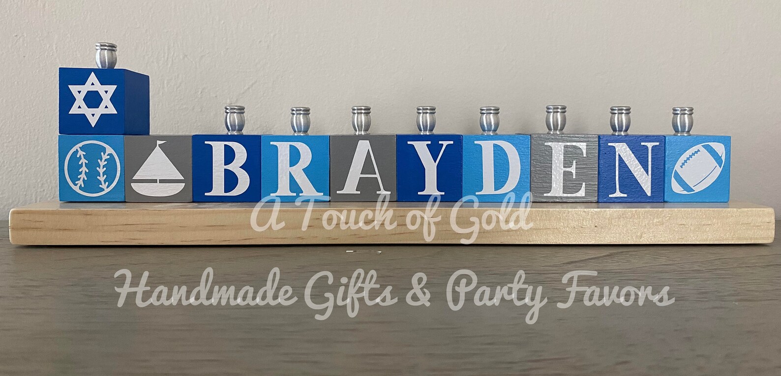 Children’s Personalized Menorah Wood Block Chanukah Hanukkah Kids ...