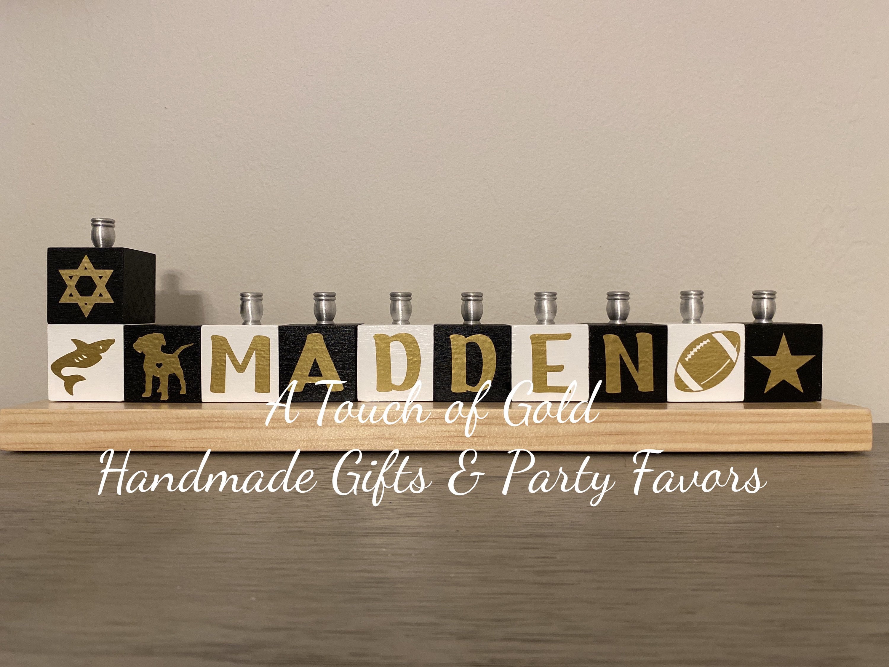 Childrens Personalized Menorah Wood Block Chanukah Hanukkah Kids Jewish ...