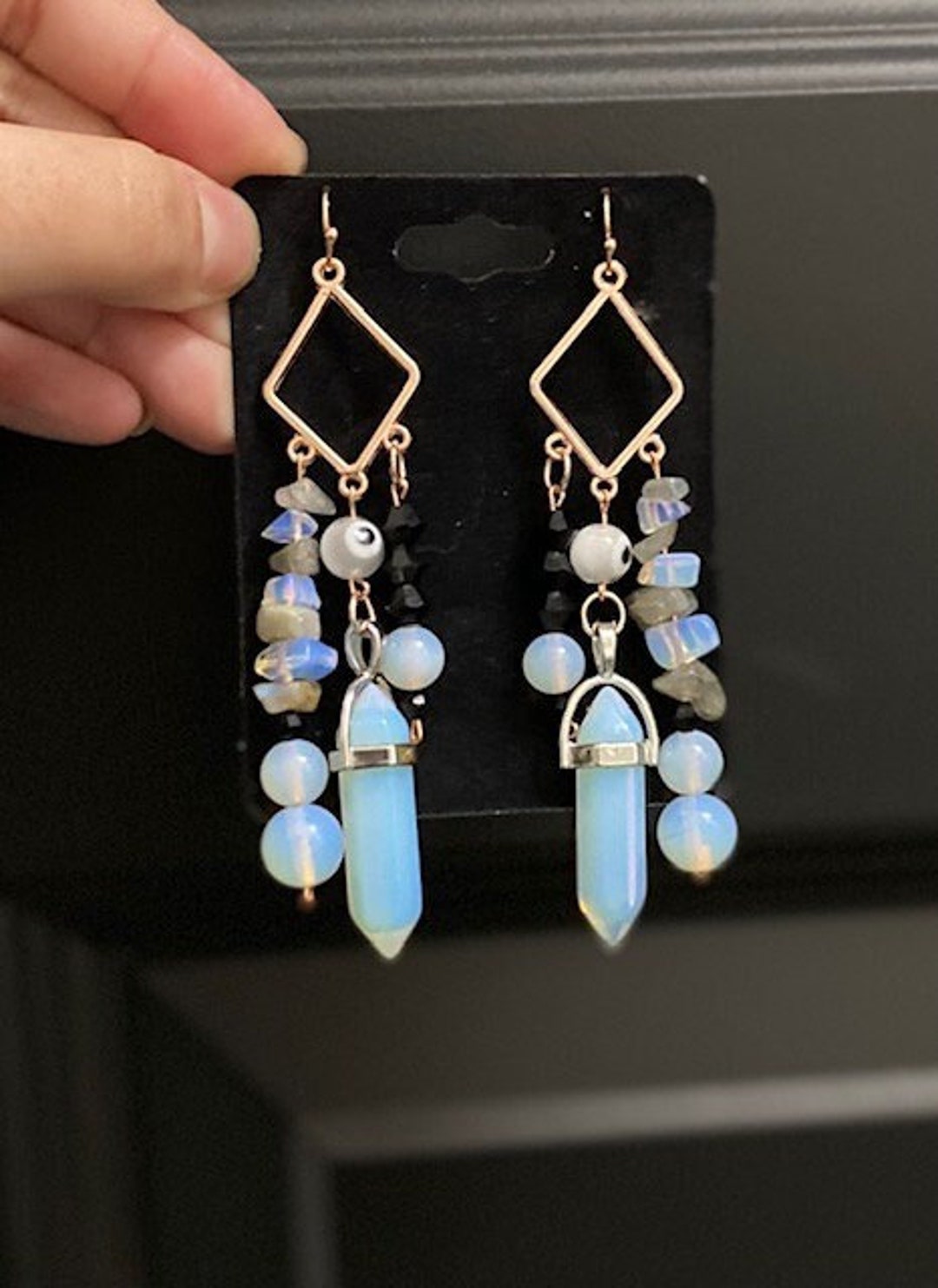 Fidget Earrings / Healing Crystals / Fidget Jewelry / Custom / Hexagon ...