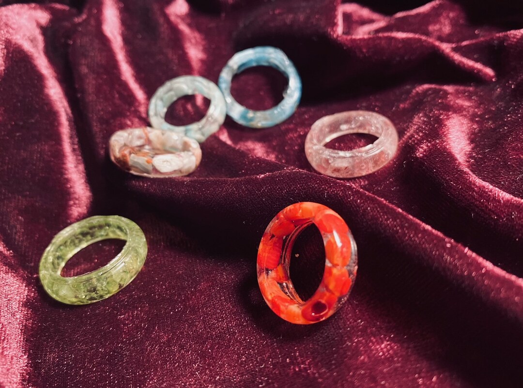 Resin Stone Chip Ring / Genuine Crystal Chips / Resin / - Etsy