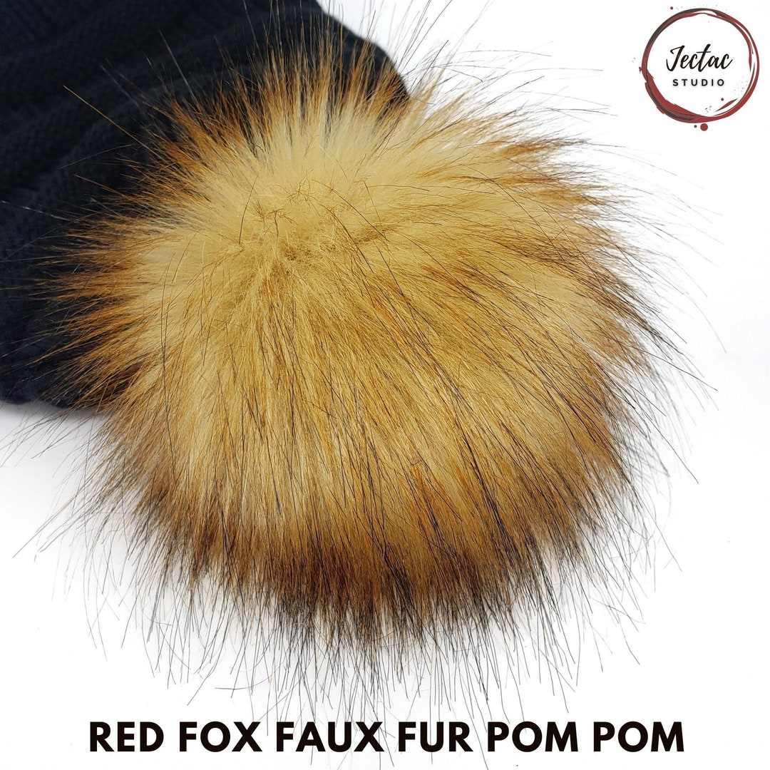 Luxury Red Fox Faux Fur Pom Pom Large Natural Fur Look Poms for Hats ...