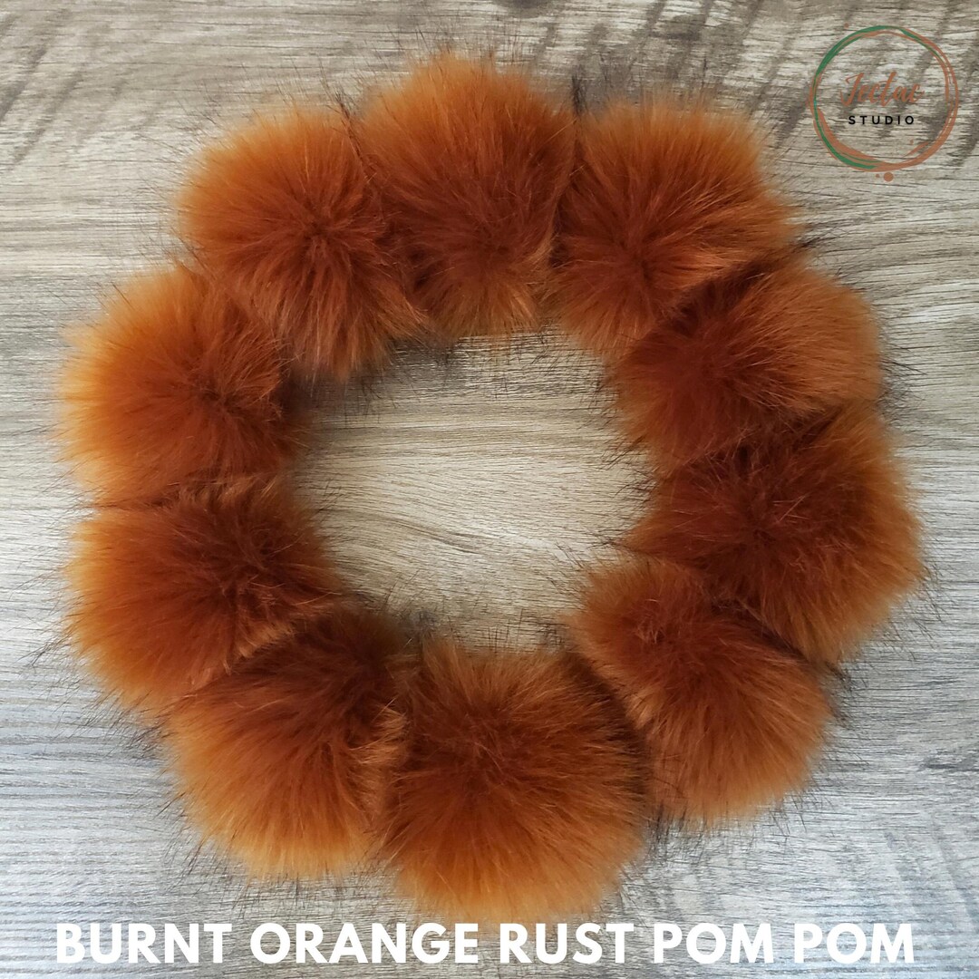 Burnt Orange Rust Faux Fur Pom Poms for Crochet Crafts 4 Inch Copper ...