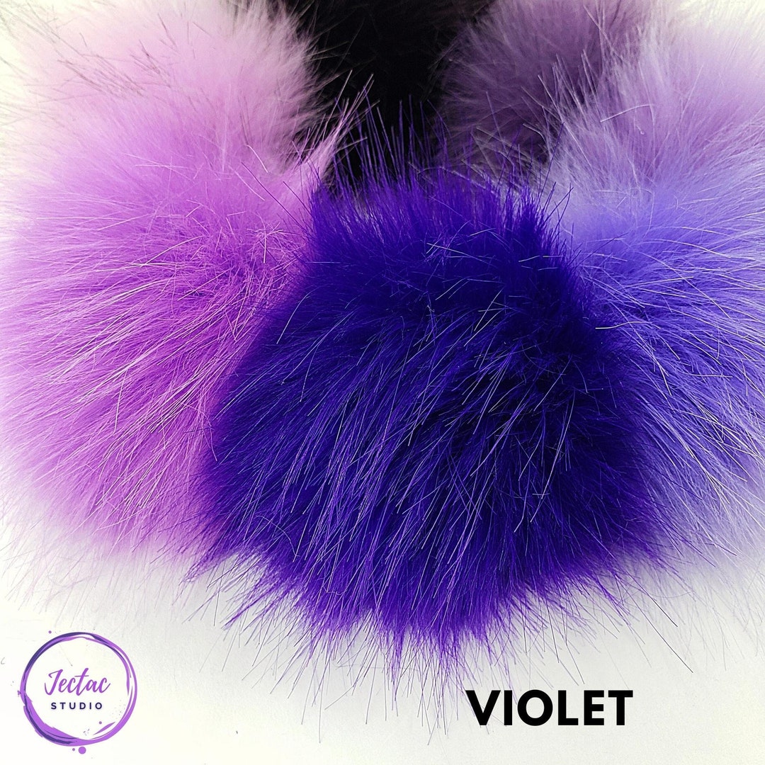 Purple Faux Fur Pom Pom Variety for Crafts Hats and Beanies 4 Inch Pom ...