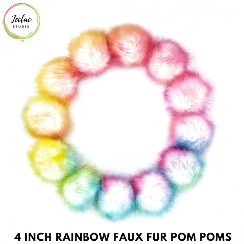 Rainbow Pom Poms - Etsy