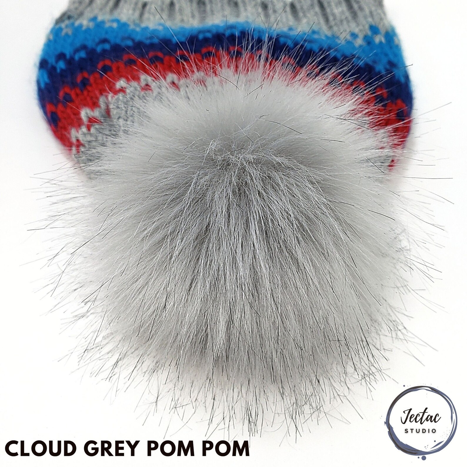 Custom Size Light Grey Faux Fur Pom Poms for Crochet Crafts Hats and ...