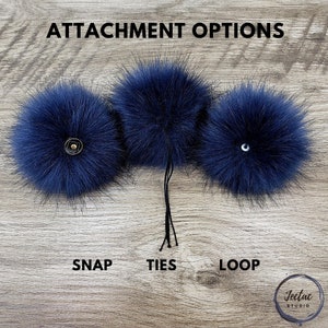 Dark Navy Blue Faux Fur Pom Poms for Knitted Hats Beanies Crafts or Key Chains 4 Inch Fake Fur ...