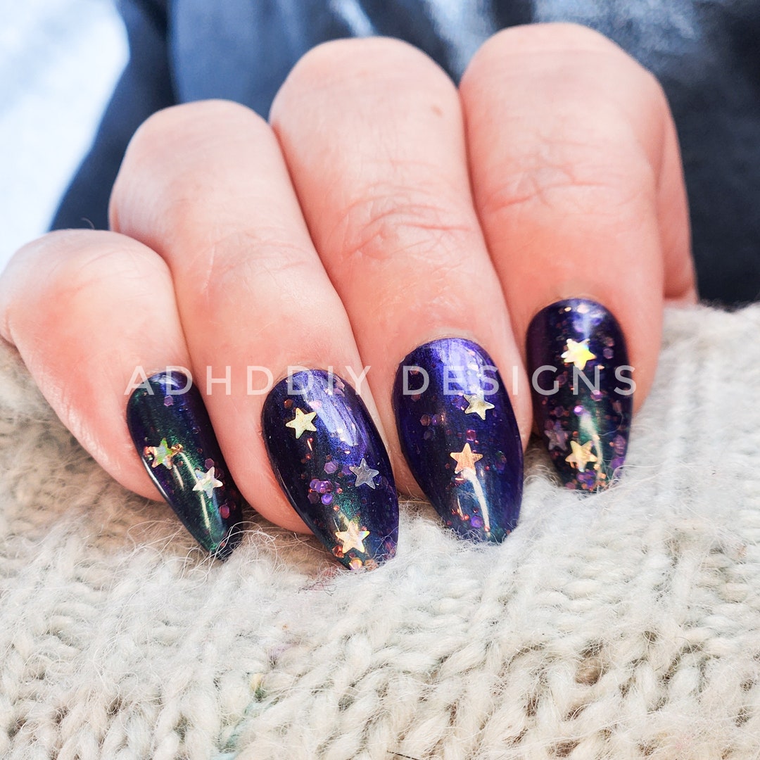 15 Pc Hugo Galaxy Holochrome Custom Press on Nails - Etsy
