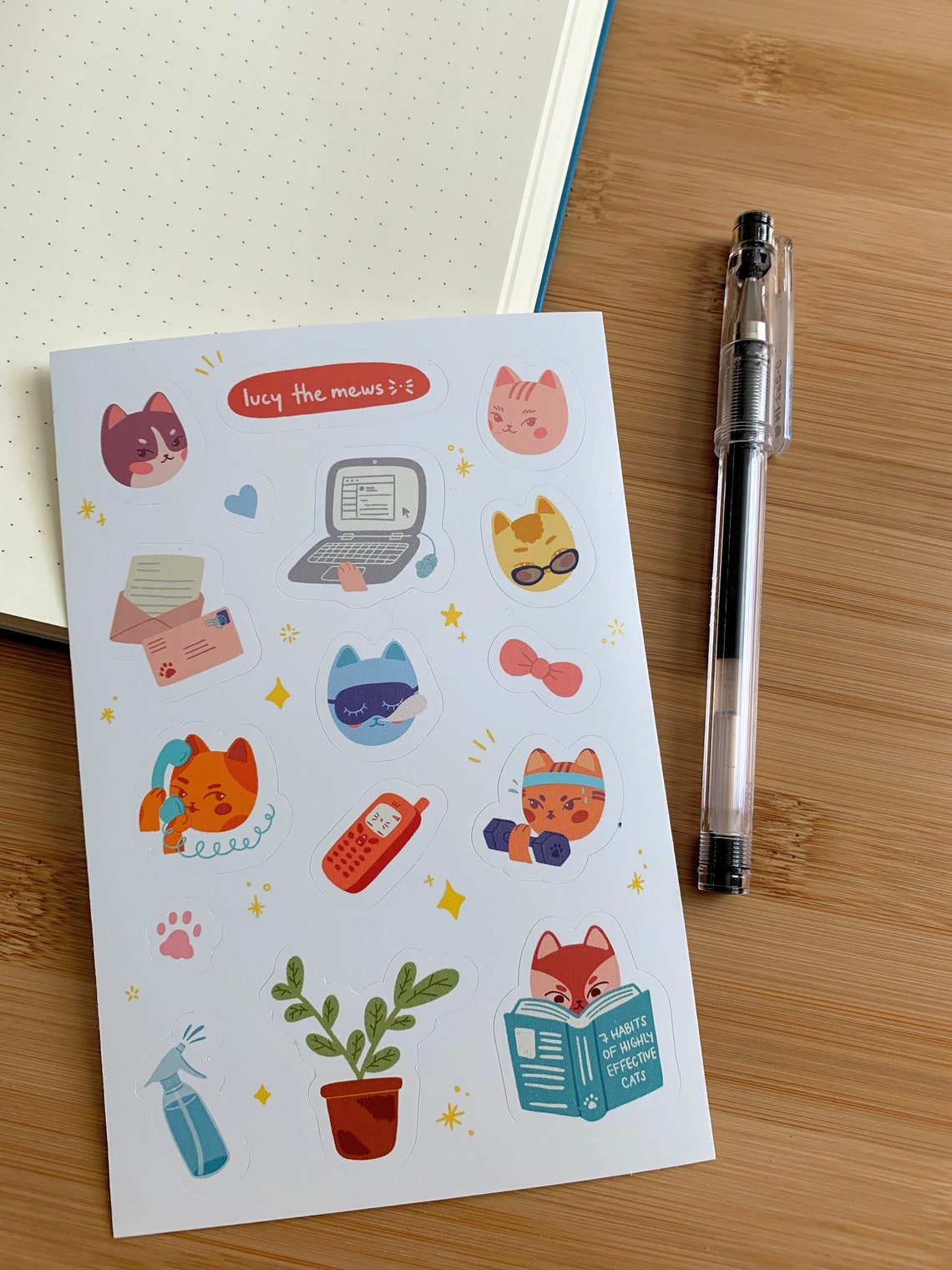 Cat Themed Sticker Sheet - Etsy