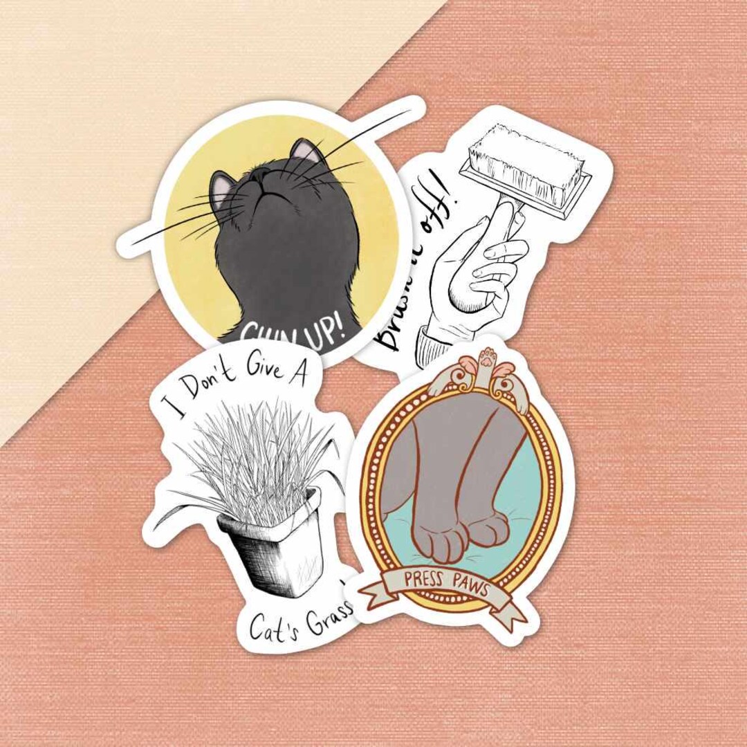Cheeky Cat Puns Sticker Pack Set of 4 Die Cut Stickers - Etsy