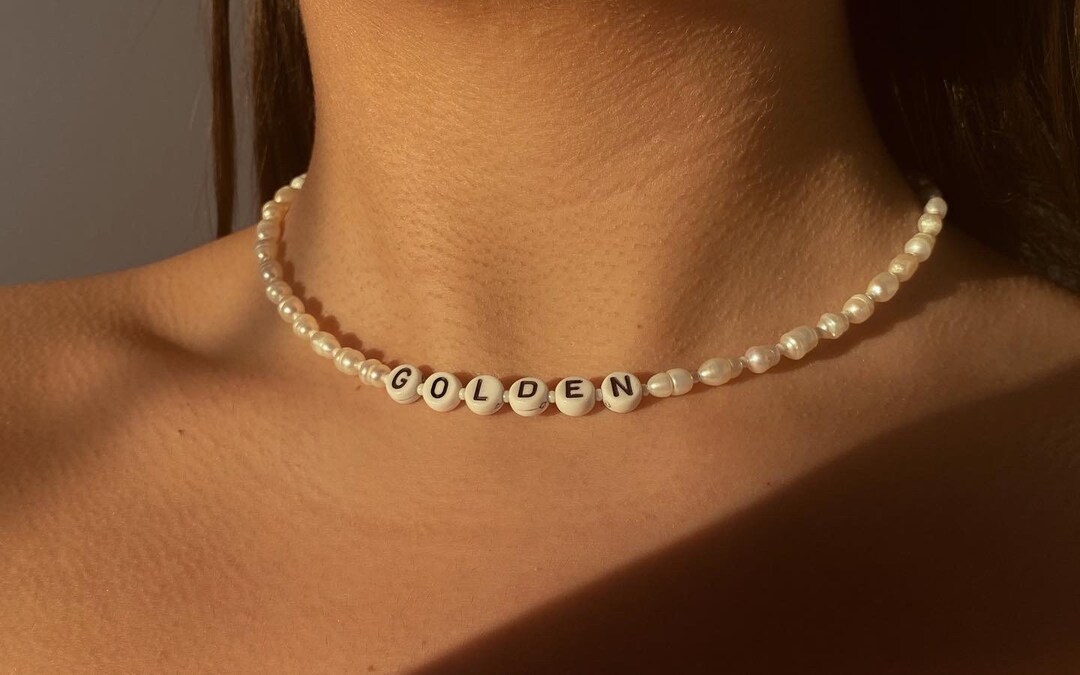 Collier Harry Styles, collier Golden, collier doré Pearl, collier ...