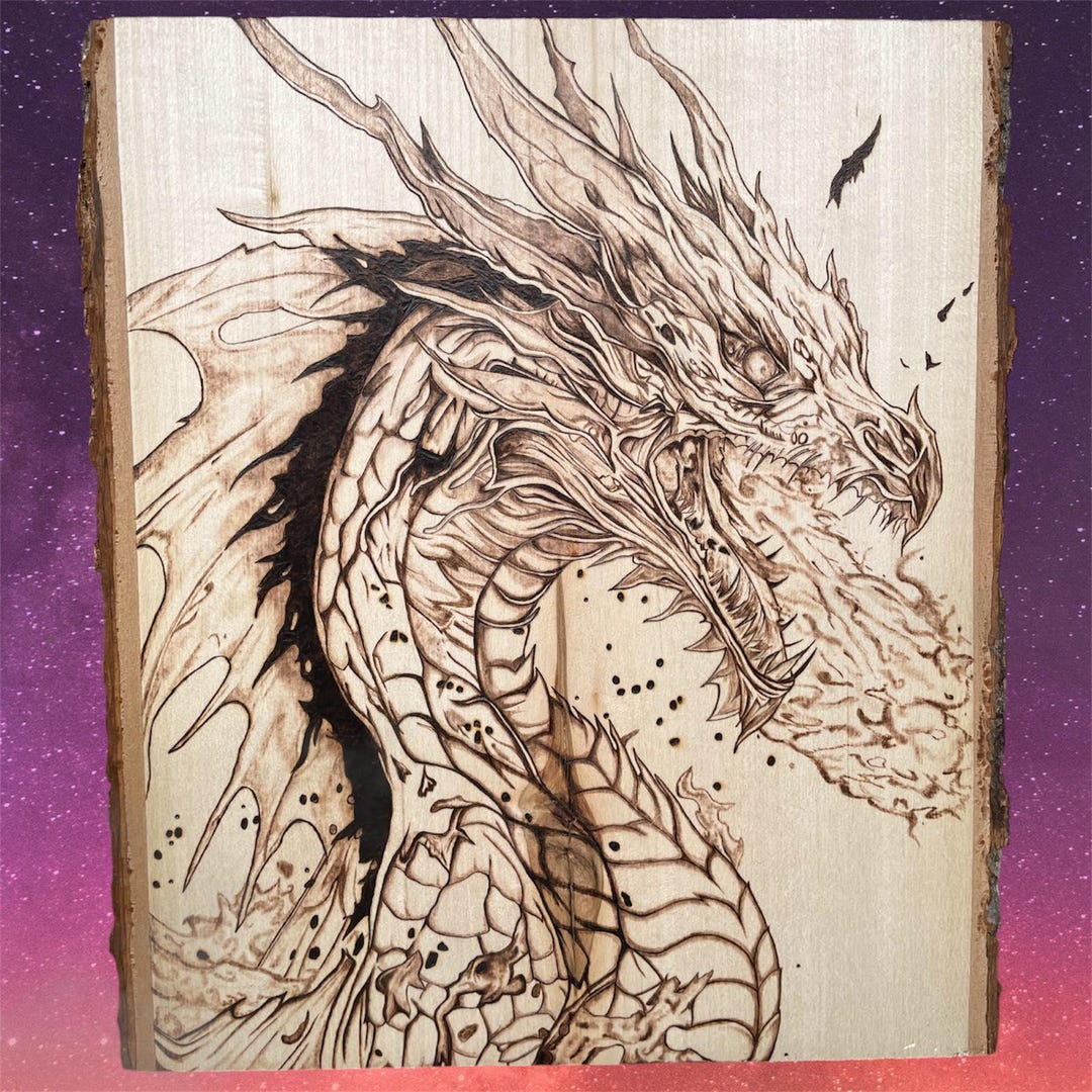Ancient Flames: Handcrafted Dragon Wood Burn Art - Etsy