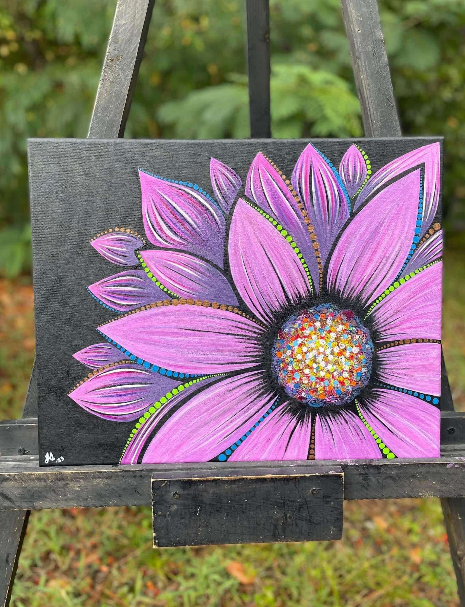 Original Purple Daisy Flower Painting on Canvas - Etsy