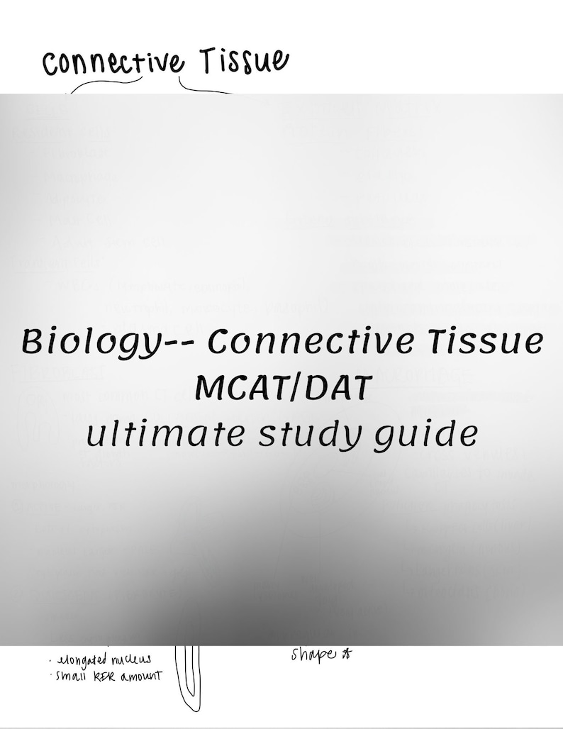 Biology (connective Tissue) DAT/MCAT Ultimate Study Guide - Etsy