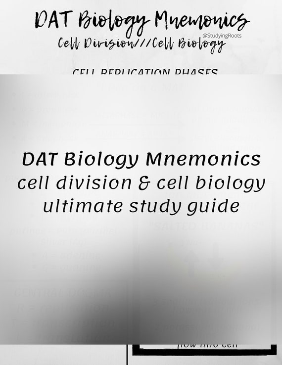 DAT biology Mnemonics Cheat Sheet - Etsy Canada