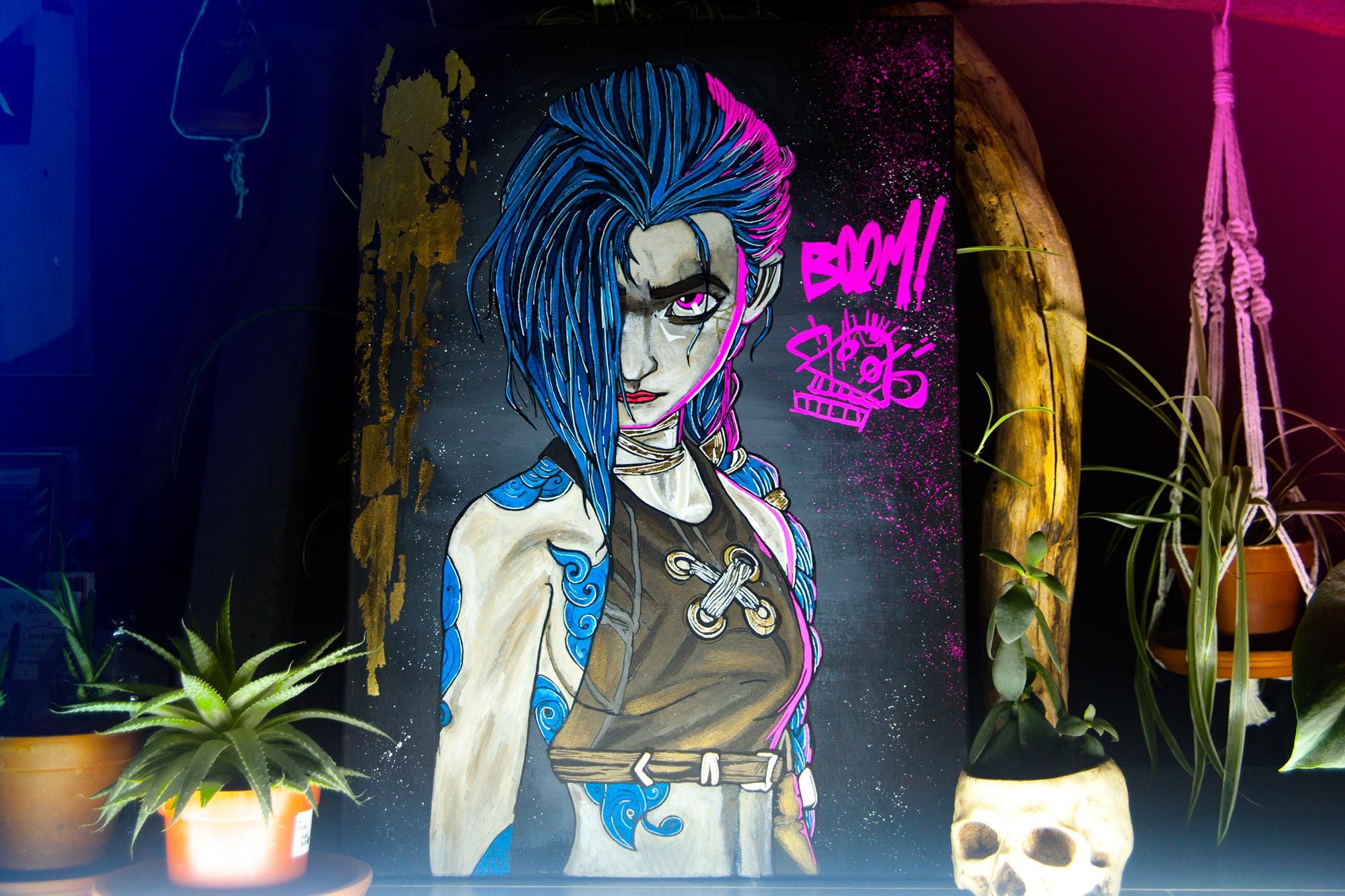 Jinx arcane/league of Legends Ultra Violet Fan Art Original Painting ...