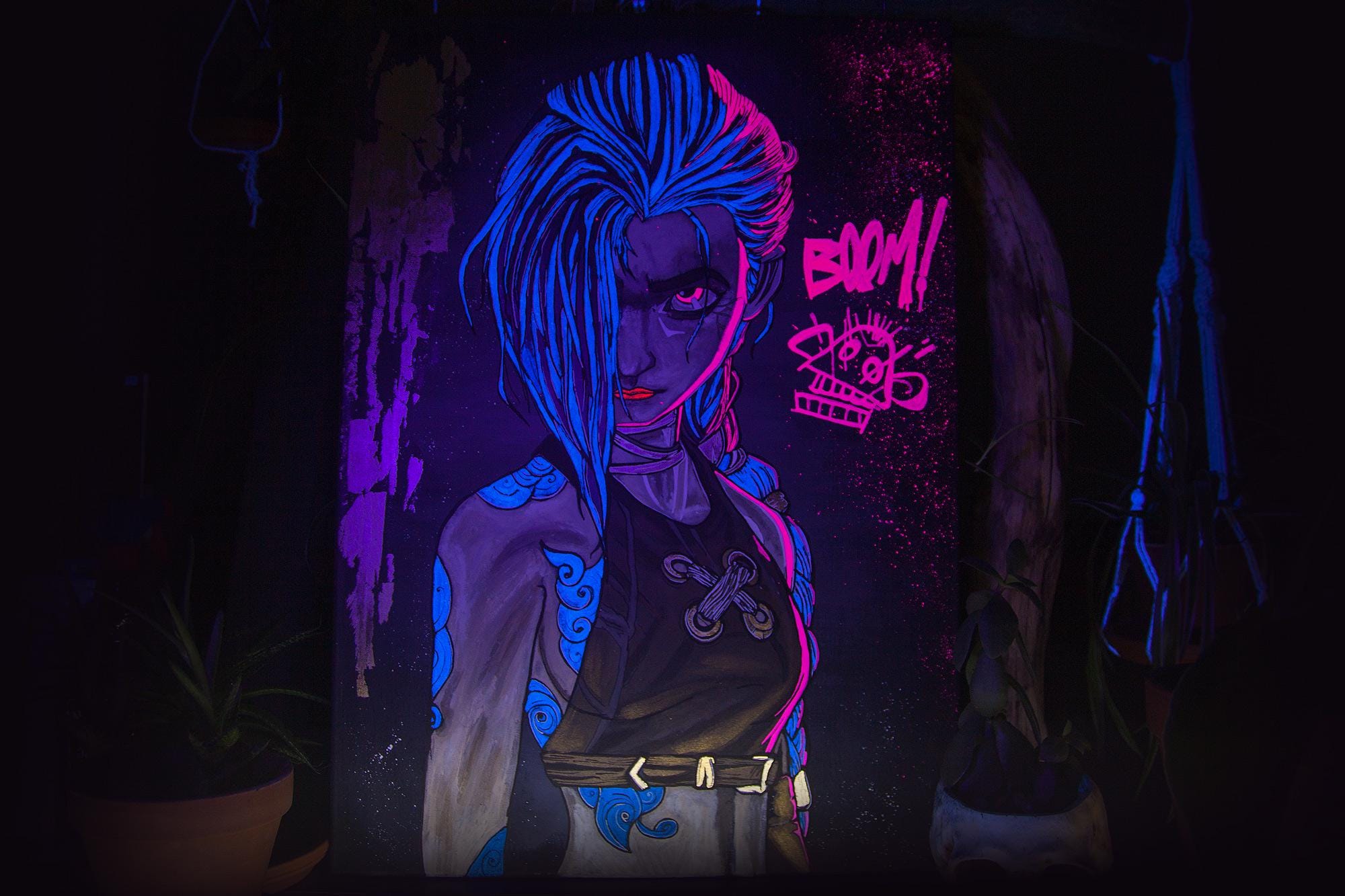 Jinx arcane/league of Legends Ultra Violet Fan Art Original Painting ...