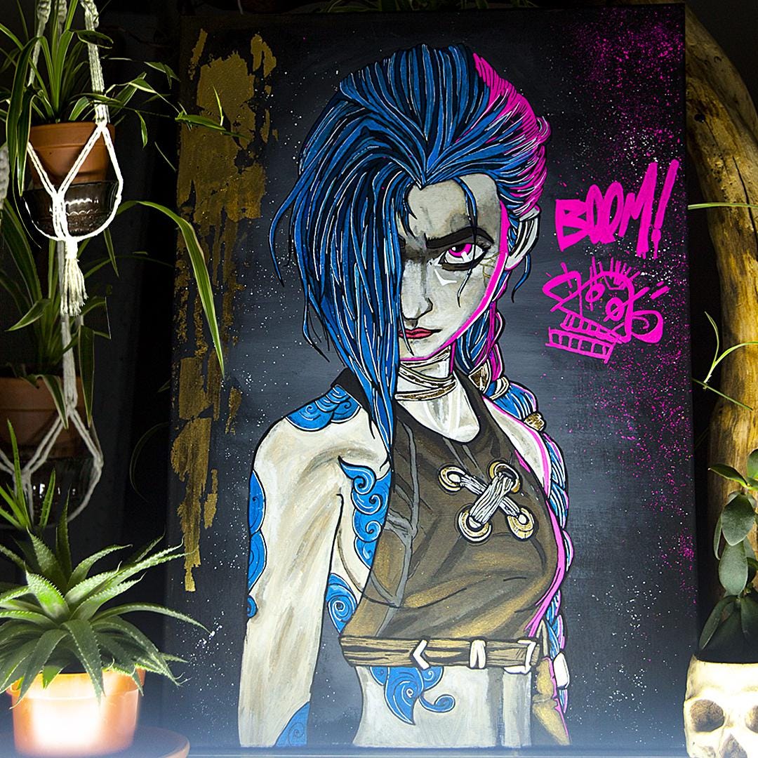 Jinx arcane/league of Legends Ultra Violet Fan Art Original Painting ...
