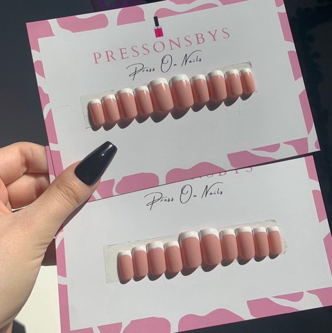 1x CLASSIC FRENCH TIP Hand-painted Press on Nails - Etsy