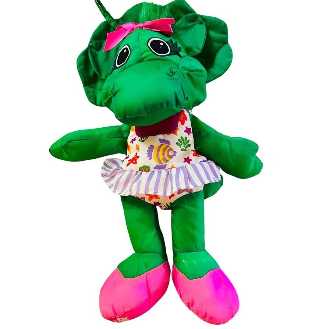 Playskool Barney the Dinosaur Baby Bop 12" Bath Toy Pool Plush Nylon ...