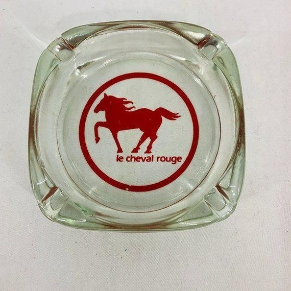Vintage Le Cheval Rouge Red Horse Glass Tobacciana Ashtrays ...