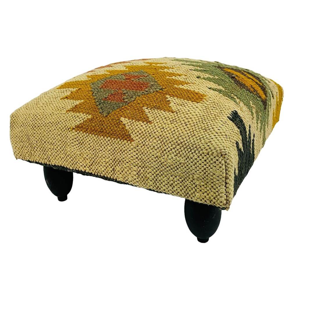 Masonex Jute Foot Stool Ottoman Southwestern Aztec Eclectic - Etsy
