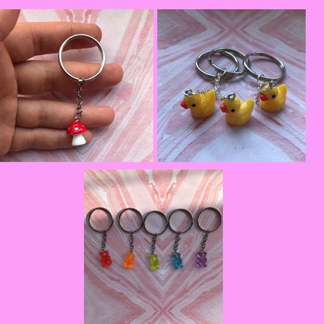 Funky Keyrings, Novelty Keyrings, Gummy Bears, Mushrooms, Rubber Ducks ...