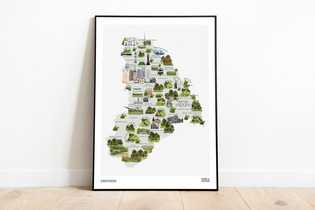 Croydon Map Print, Map of Croydon, Croydon Parks, Croydon Print ...