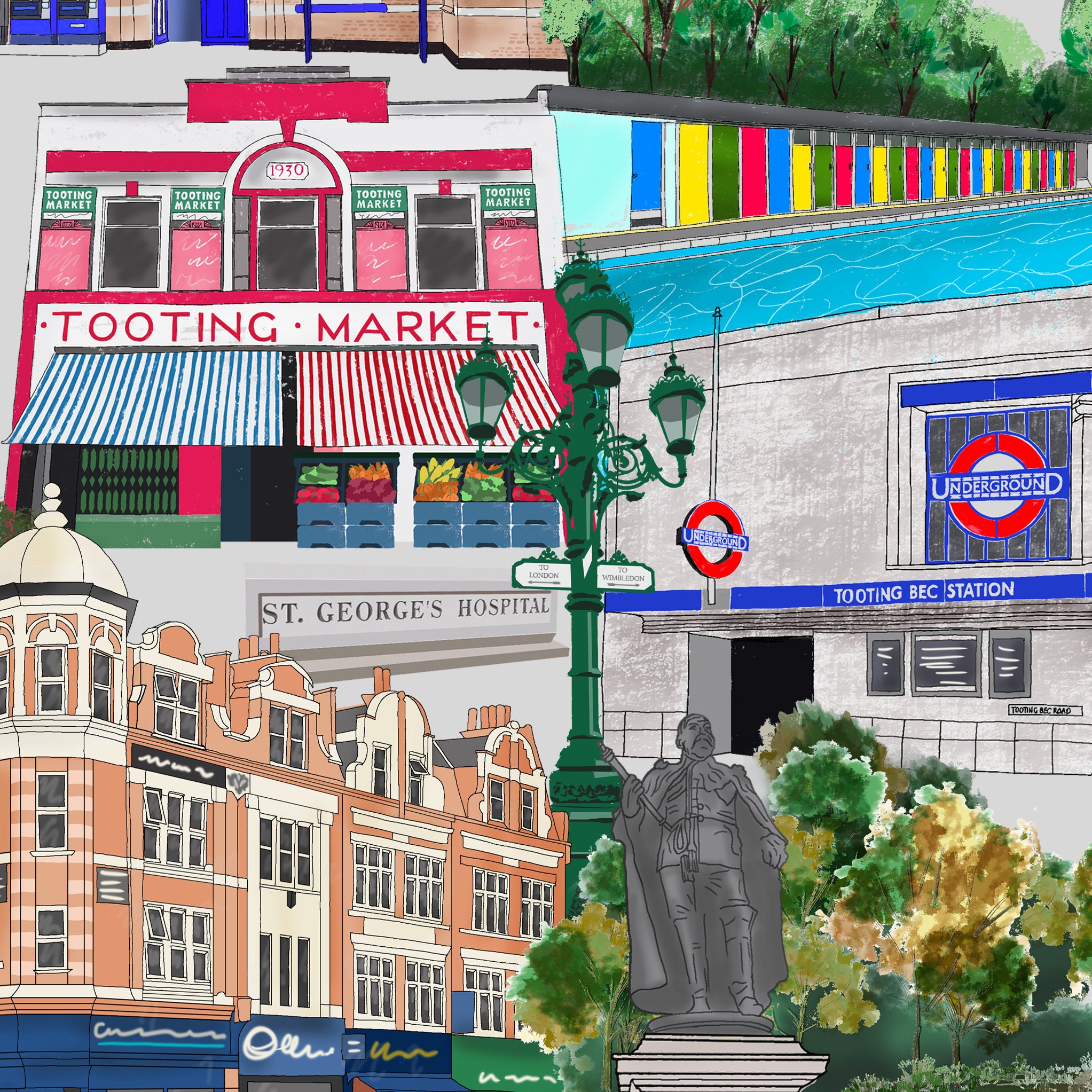 Tooting Print Tooting Artwork Tooting Illustration Print - Etsy UK