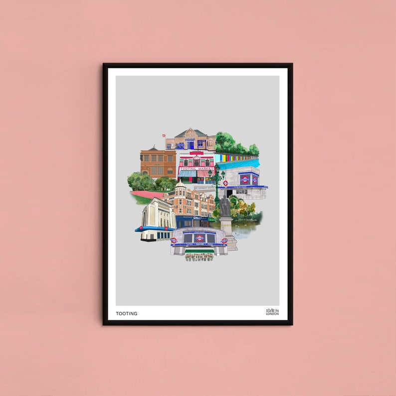 Tooting Print, Tooting Artwork, Tooting Gift, Tooting Illustration ...