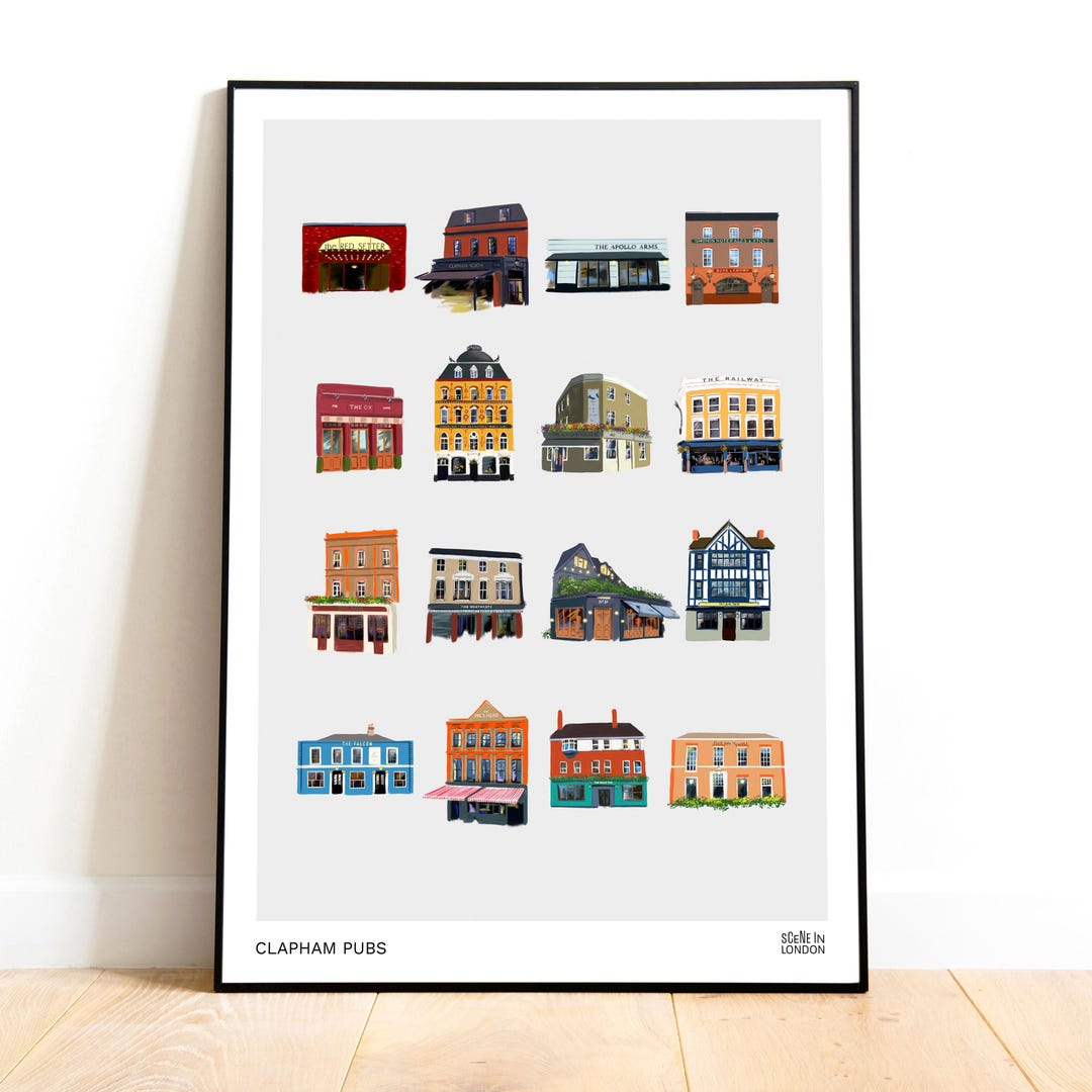 Clapham Wall Art, Clapham Poster, Clapham Pubs Illustration, Clapham ...