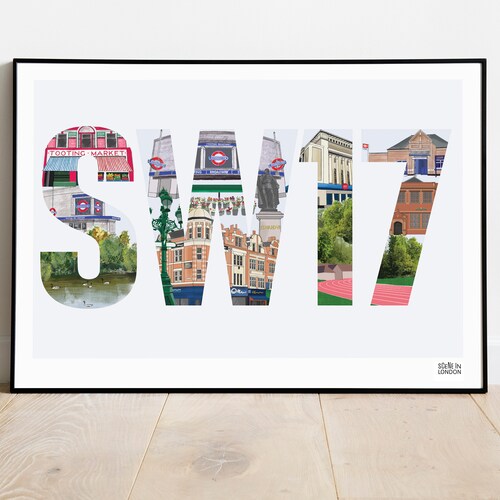 SW18 Earlsfield Wandsworth London Postcode Typography | Etsy UK