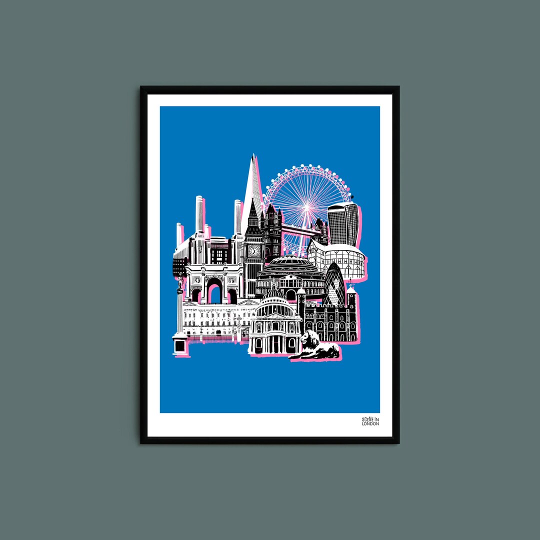 London Block Print, London Art, London Landmarks, London Artwork ...