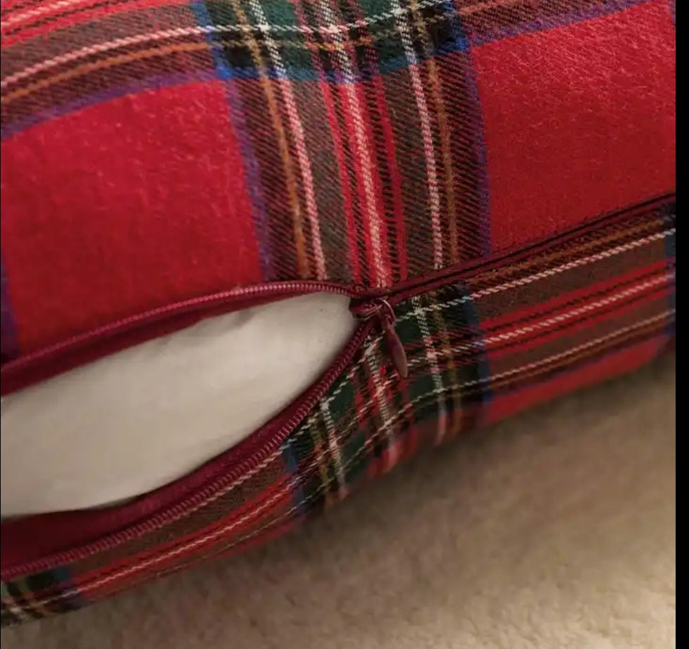 Classic Red Tartan Plaid Throw Pillow Cover - Etsy