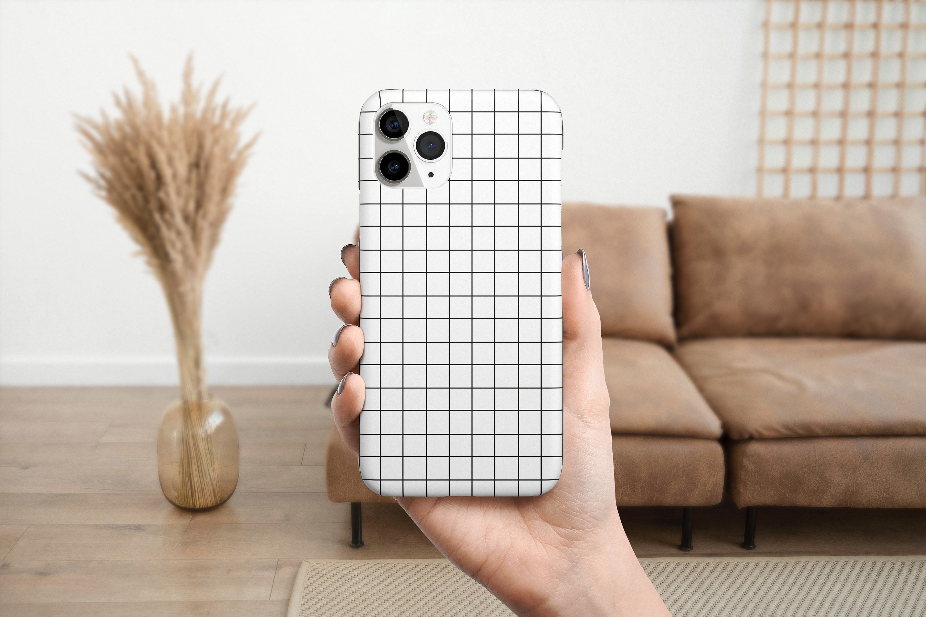 Black Minimalist Grid Line Phone Case iPhone 12 Mini 11 Pro | Etsy