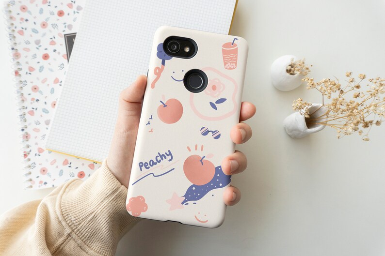 Kawaii Peach Art Phone Case for iPhone 12 Mini 11 Pro Max XR XS 7 8 ...