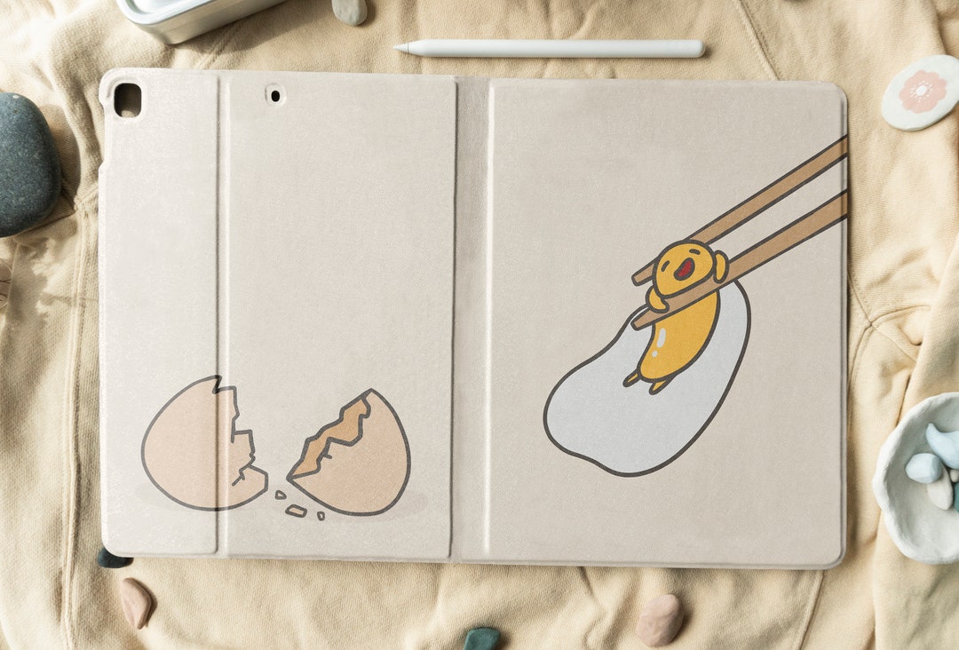 Kawaii Lazy Egg iPad Case With Pen Slot for Book Stand iPad 10.2"/10 ...