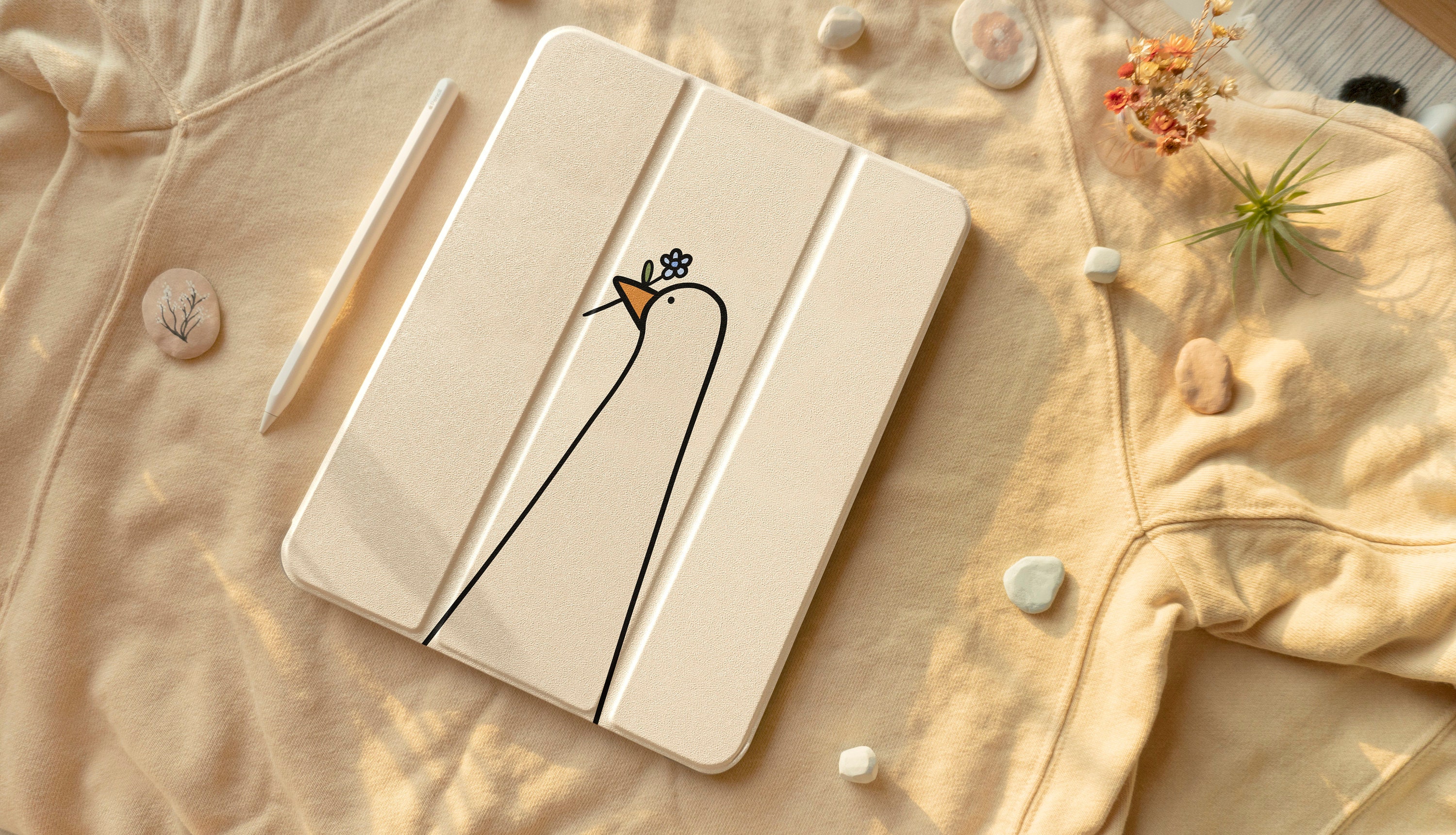 White Duck Foldable iPad Case With Pen Slot, Flip iPad 10.2"/10.9in ...