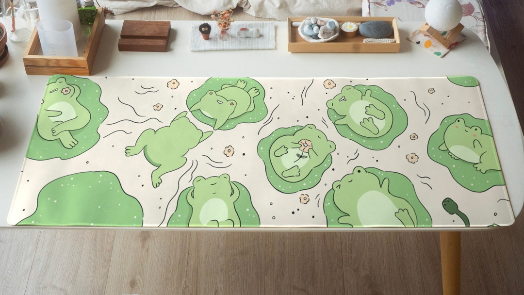 Frog Desk Mat, Aesthetic Desk Mat, Cute Froggies Desk Mat, Frog Desk ...