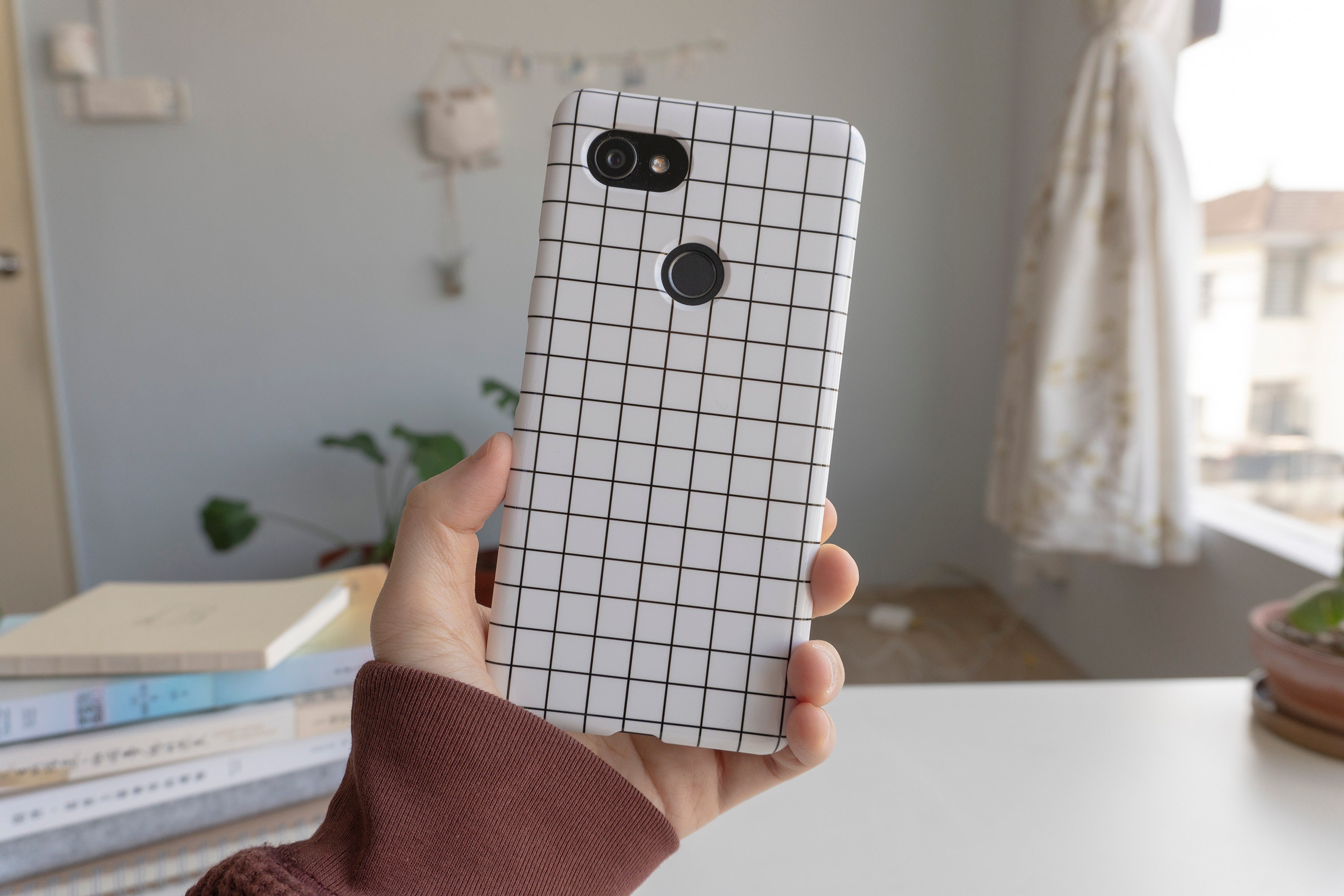 Black Minimalist Grid Line Phone Case Iphone 12 Mini 11 Pro | Etsy