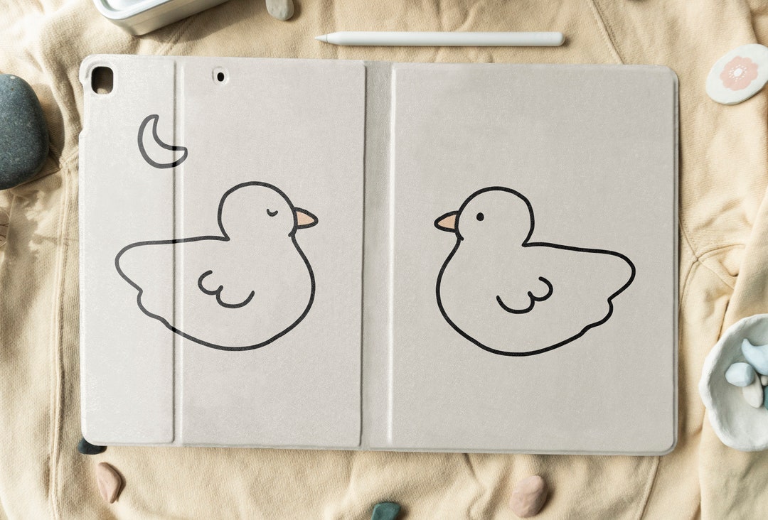 Cute Duck Doodle Art iPad Case With Pen Slot for Book Stand iPad 10.2 ...