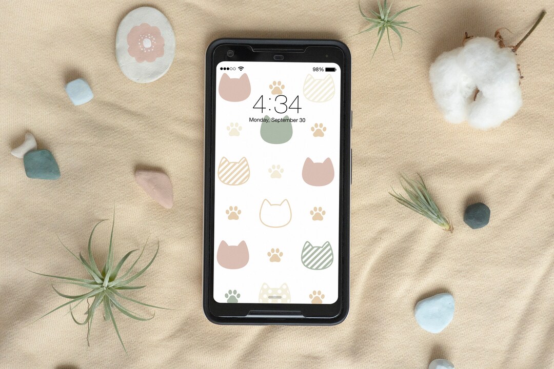 Cute Cat Pattern Phone Wallpaper, Cute Cat Pattern Lock Screen ...