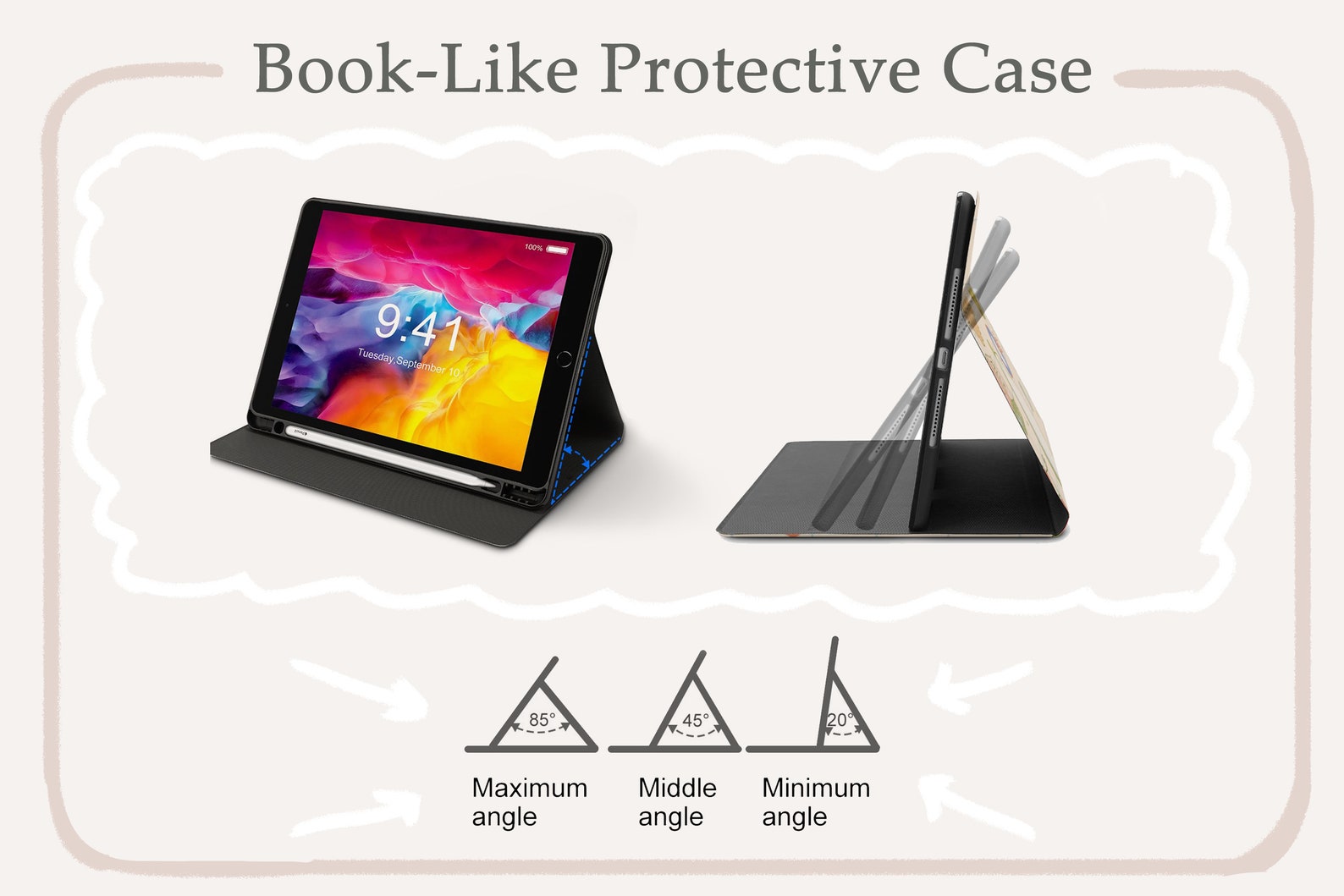 Cute Kawaii Doodle Duck Froggies Art Ipad Case With Pencil - Etsy
