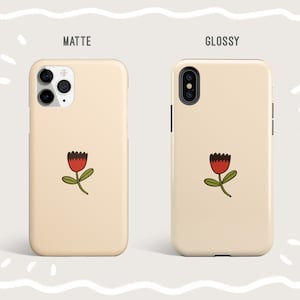 Cute Red Flower iPhone Case, Kawaii Flower Art iPhone Cover, Beautiful ...
